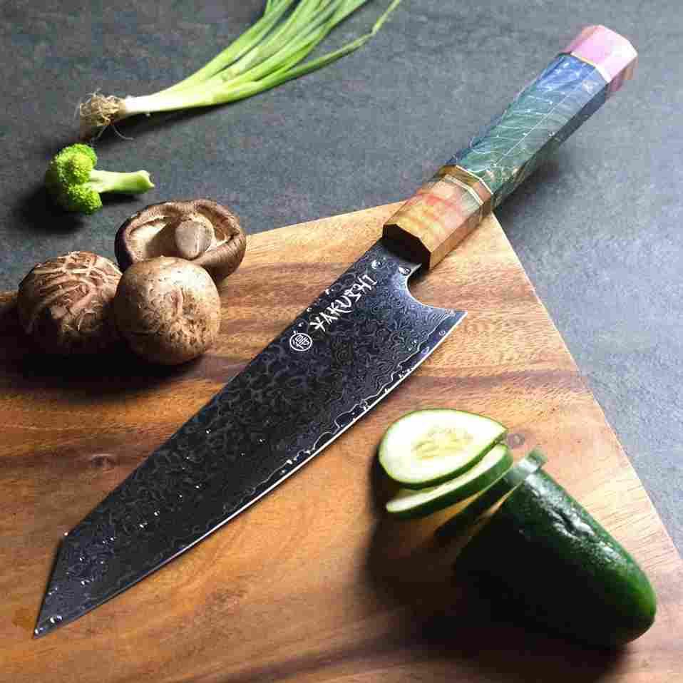 Yakushi Damascus Kiritsuke Knife